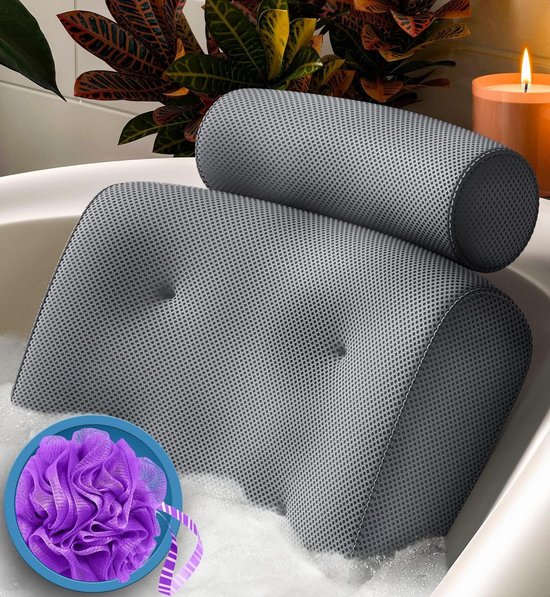 Bath Pillow with Luxury Head Neck Back Support - Spa Soaking Cushion | bol