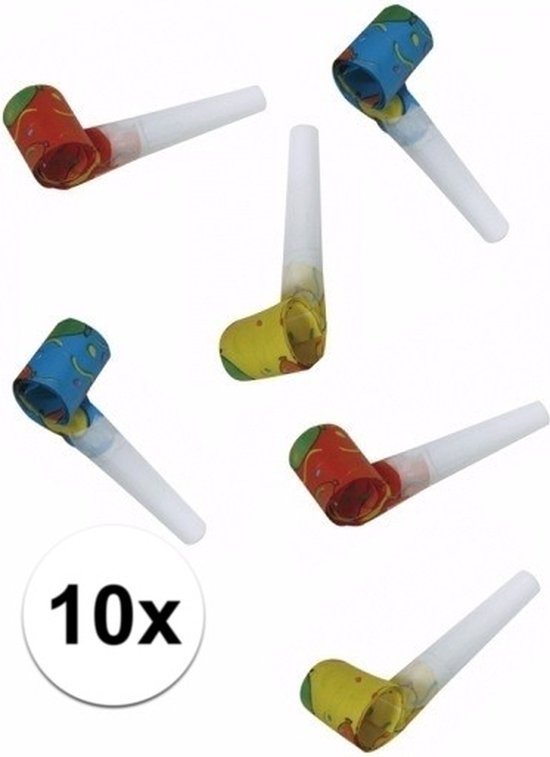 Papieren roltongen / feest toetertjes - 10x - blaastoeters - kunststof ...