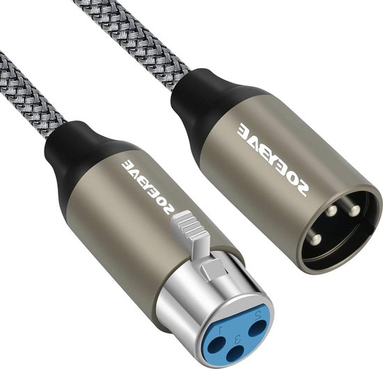 5m Braided Nylon Balanced Microphone Cable - XLR Male to XLR Female for ...