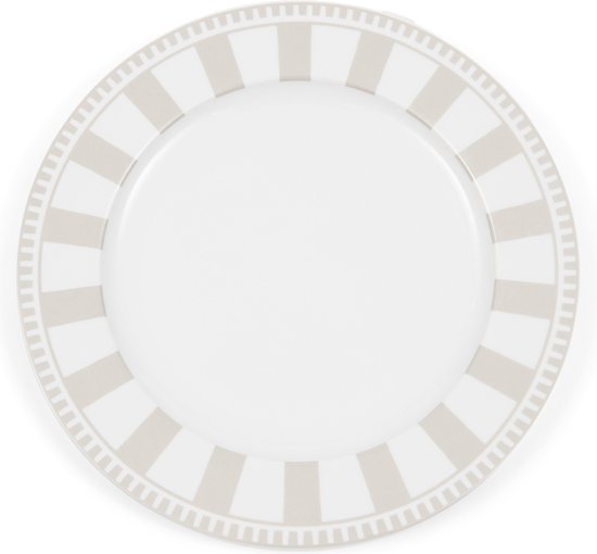 Riviera Maison Dinerbord Wit/Beige - Claymont Bord met Strepen Print ...