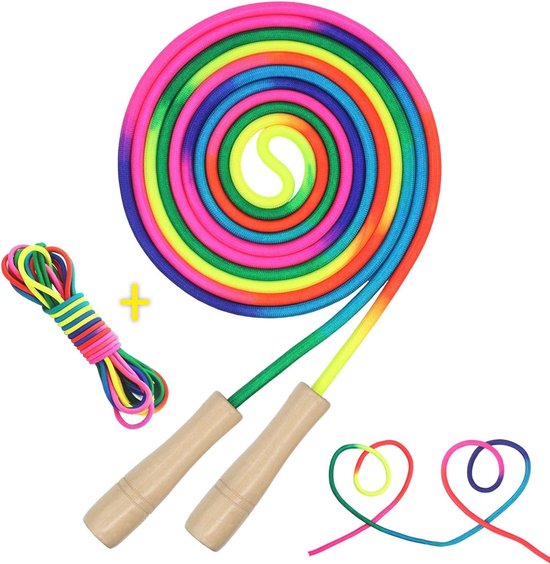 Verstelbaar springtouw voor kinderen - 5 m touwspringen met houten ...