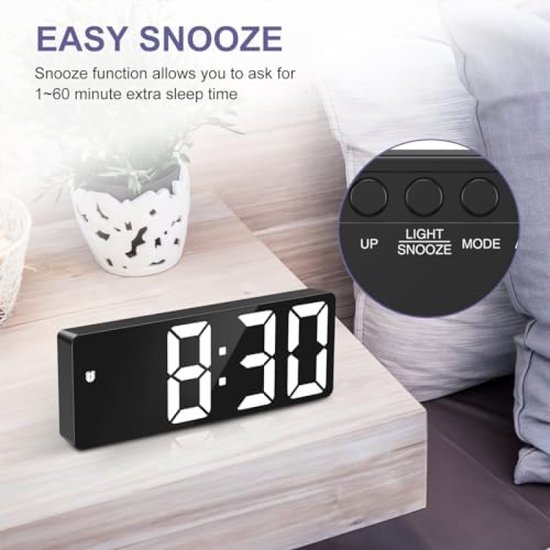 Digitale led-wekker, digitale klok met groot led-display ...