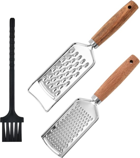Hoogwaardige Set van 2 Roestvrijstalen Raspers met Houten Handvat en ...