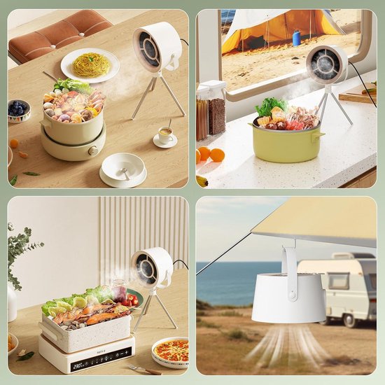 Draagbare afzuigkap vervangbaar filter - 3 windsnelheden - BBQ koken ...