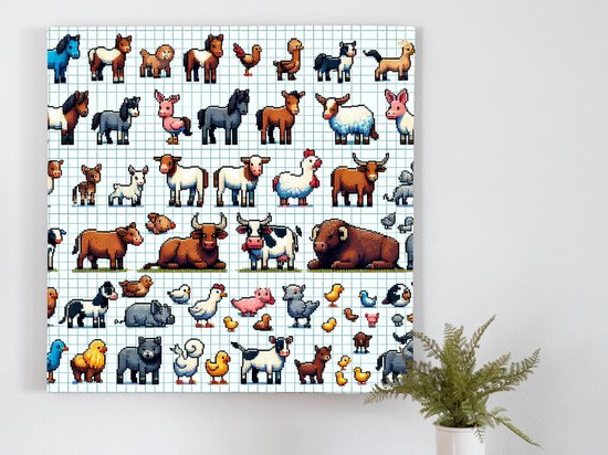 Pixel art vee schilderij | Digitale veestapel: een treffend kunstwerk ...