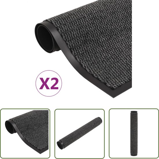 vidaXL Deurmat - Droogloopmat - Droogloopmatten 2 st rechthoekig getuft ...