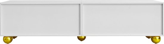 Merax TV-meubel - lowboard met gestructureerde deuren - gouden accenten ...