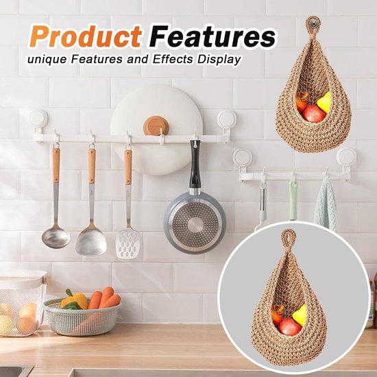 Paniers à fruits et légumes suspendus - Set de 3 - Décoratifs et ...