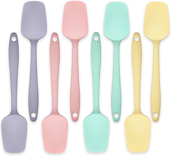 Siliconen spatel lepel set - 8 stuks - kleine rubberen spatel - 21 cm ...