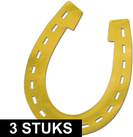 3x Hoefijzers decoratie goud van karton 43 cm - Western paarden wilde ...