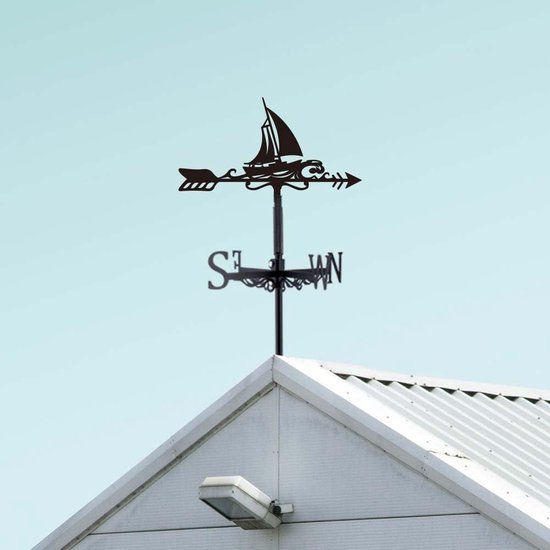 Vintage zeilboot tuinstok windwijzer - metalen weervaan voor dakmontage ...