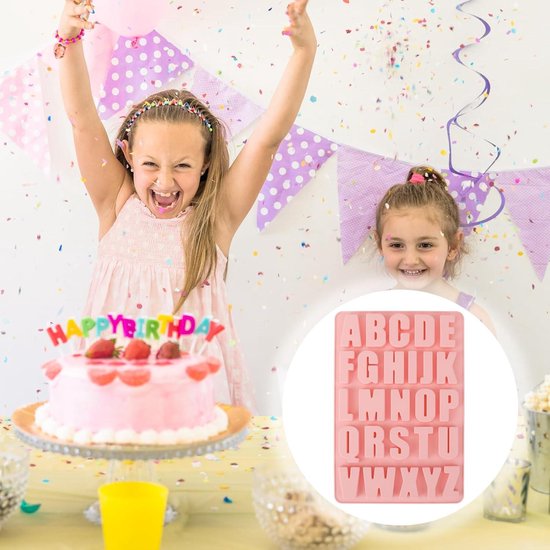 Chocolade vorm siliconen 26 gaten alfabetmotief-letters A-Z-roze ...