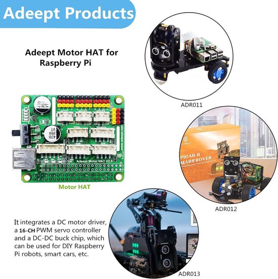 Smart Robot Car Driver Robot Expansion Board for Raspberry Pi 4 Model B/3B/3B/2B/B+ -... | bol