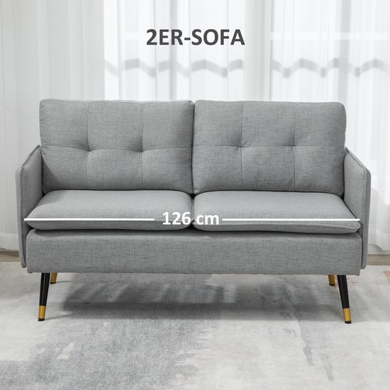 HOMCOM Zweisitzer Sofa mit Rücken- und Sitzkissen 839-622V00 | bol