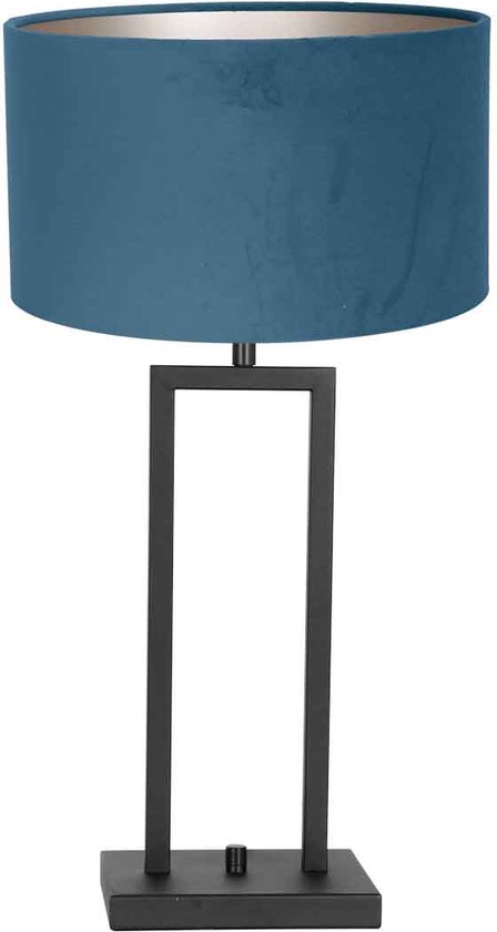 Tafellamp Stang met kap | 1 lichts | blauw / zwart | metaal / stof | Ø ...