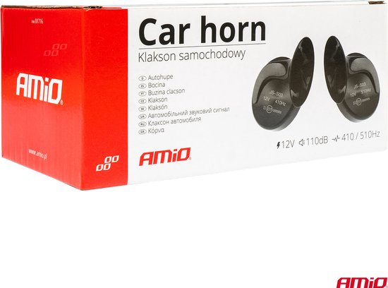 AMiO Universele Hoorn Harde Toeter Claxon voor Auto Zwart 100db (set) | bol