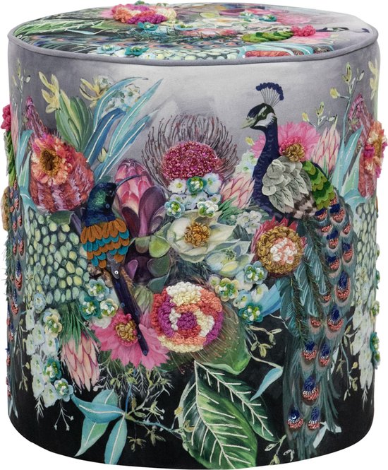handgemaakte poef fleury pauw 40x40x45cm | bol