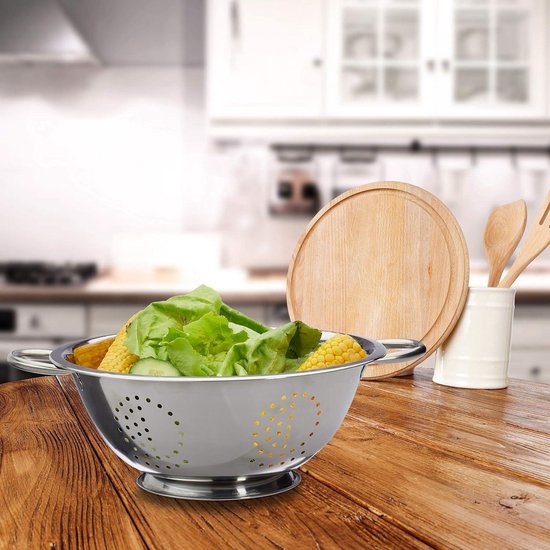 RVS vergiet met handgrepen - Ø 28 cm - ronde voet - keuken voor pasta ...