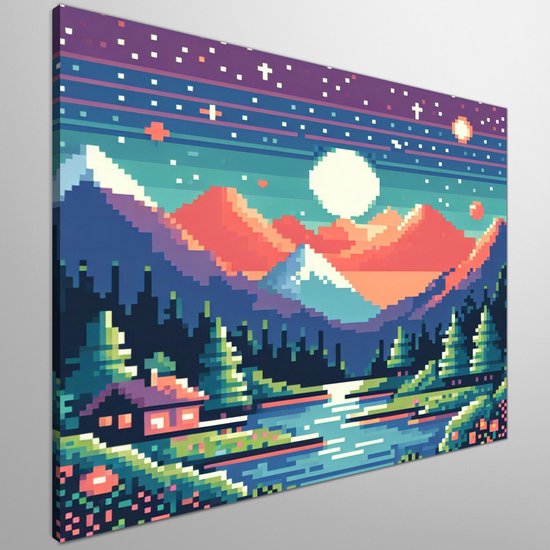 Pixel art landschap schilderij | Prisma van pixels: Betoverend ...
