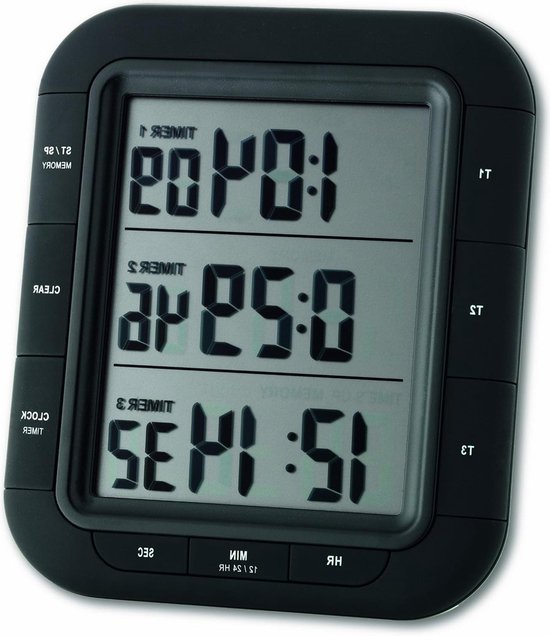 Elektronische drievoudige timer TRIPLE TIME XL 38.2023 met uren-minuten-seconden... | bol