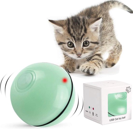 Interactieve Zelf Roterende Kattenspeelgoedbal met LED Licht - USB Oplaadbaar, Perfect... | bol