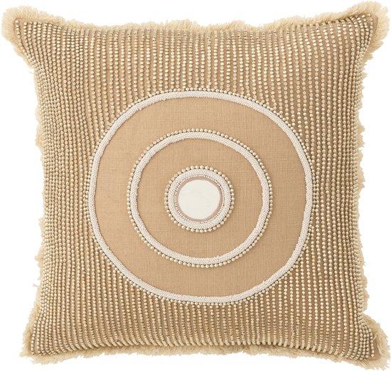 J-line - Kussen Cirkel Ibiza Katoen Wit/beige - 50x50x10cm | bol