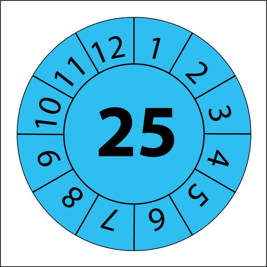 Zwart | 50x Keuringssticker met jaartal | 30 mm Rond | 5 sticker op een ...