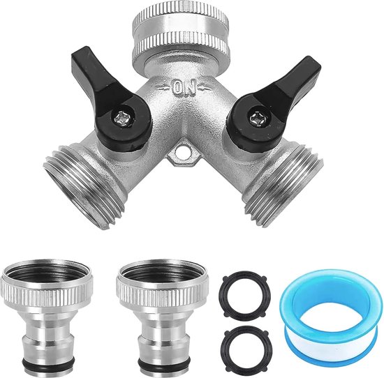 2-Weg Tuinslang Verdeler met Onafhankelijke Kleppen - 3/4 Inch Y-Verdeler voor Kranen | bol