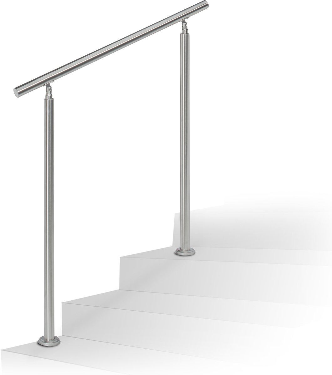 Relaxdays trapleuning rvs - leuning voor binnen en buiten - zilver ...