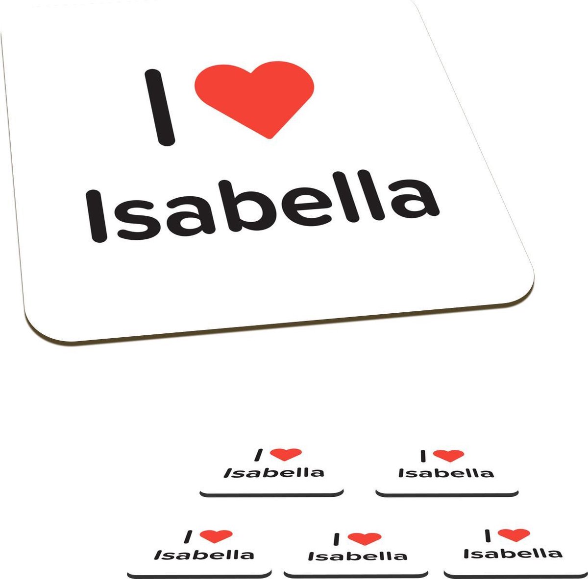 Onderzetters voor glazen - I love - Isabella - Meisje - 10x10 cm ...
