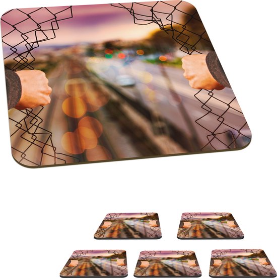 Onderzetters voor glazen - Handen bij opening van raster - 10x10 cm - 6 ...