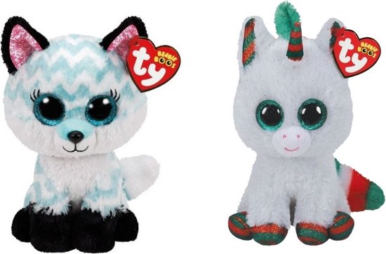 Ty - Knuffel - Beanie Boo's - Atlas Fox & Christmas Unicorn | bol