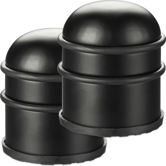 Relaxdays 2x deurstopper rond - deurvastzetter rubber - deurstop rvs ...