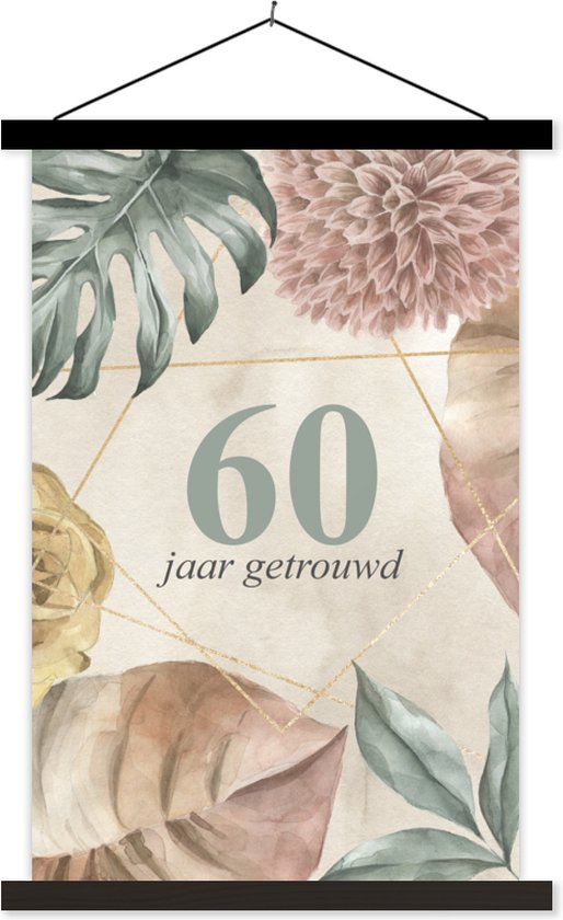 Posterhanger Incl Poster Schoolplaat 60 Jaar Getrouwd Spreuken