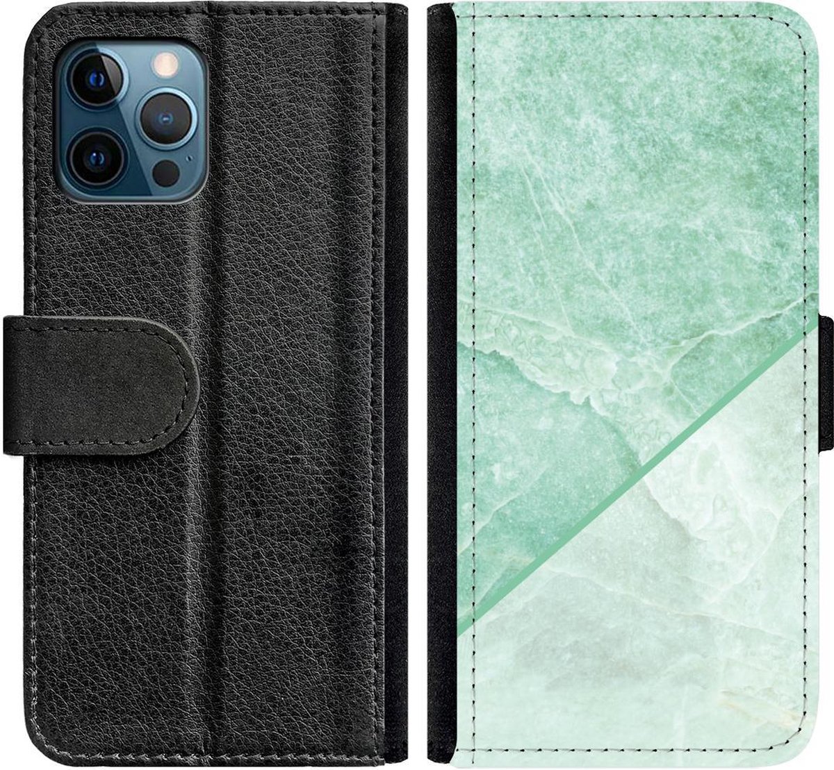 iPhone 12 Pro Max Hoesje - Book Case Green Marble - Designed by Cazy | bol.