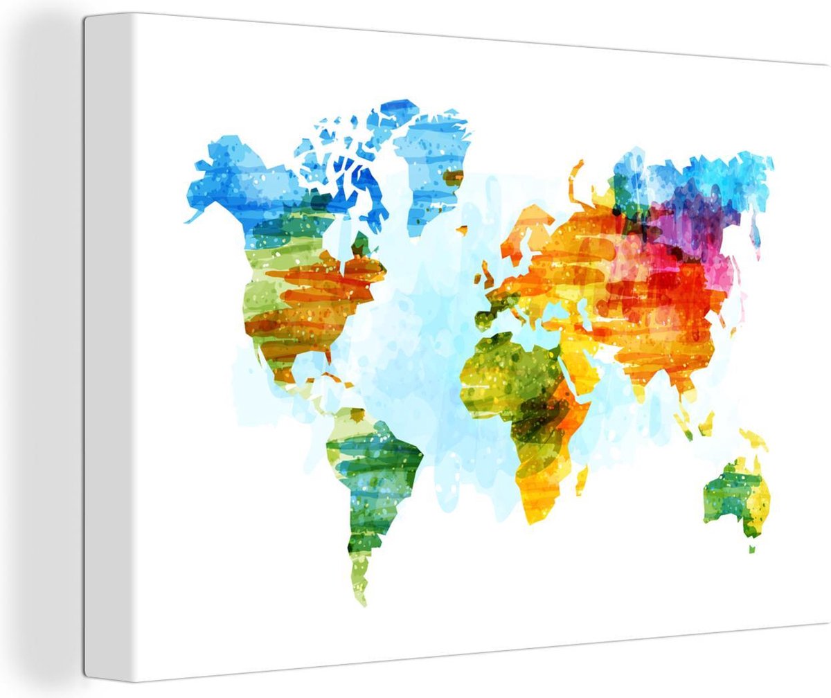 Wereldkaart peinture sur toile aquarelle grand 120x80 cm | Carte du ... Wereldkaart peinture sur toile aquarelle grand 120x80 cm | Carte du ...
