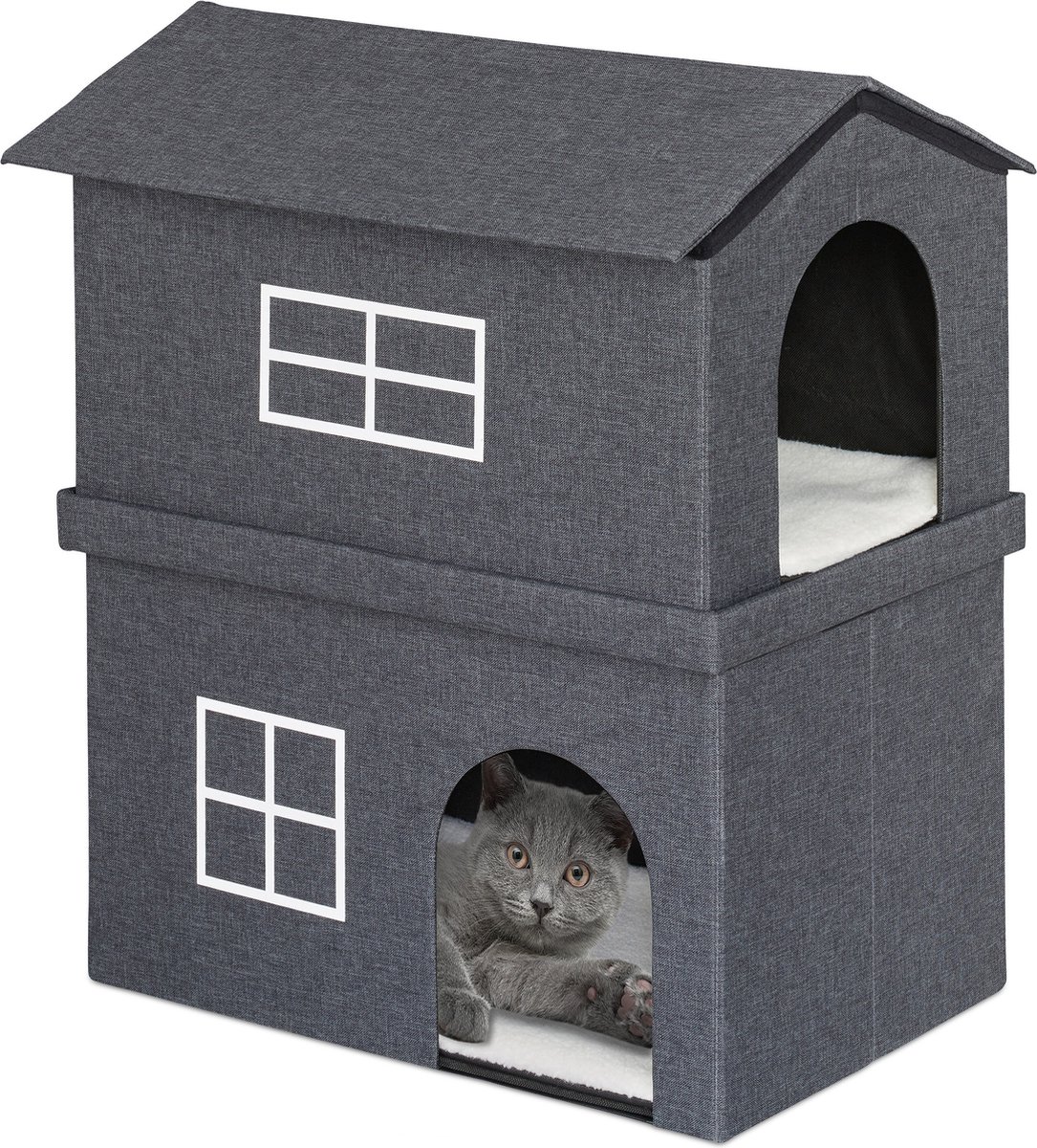 Relaxdays kattenhuis indoor - opvouwbaar - modern kattenmeubel - hoge ...