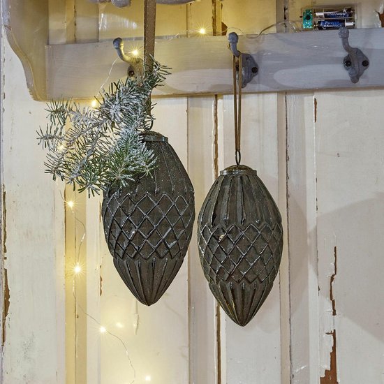 LOBERON Kerstversiering, set van 2 Tusson grijs | bol