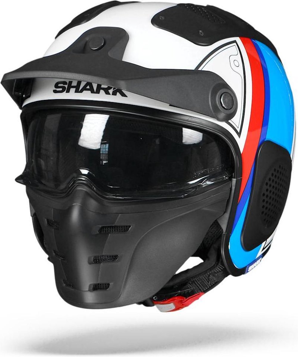 Shark X-Drak Terrence Wit Blauw Rood Wbr Jethelm - Motorhelm - Maat S ...