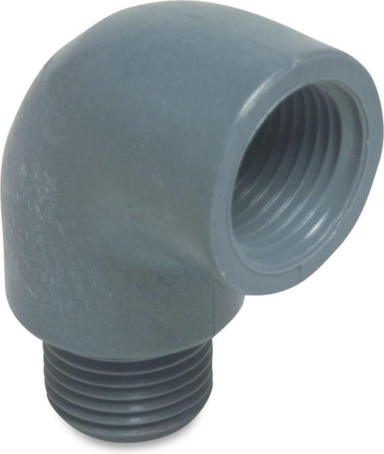 Knie 90° PP 1" binnendraad x buitendraad 10bar grijs | bol.com