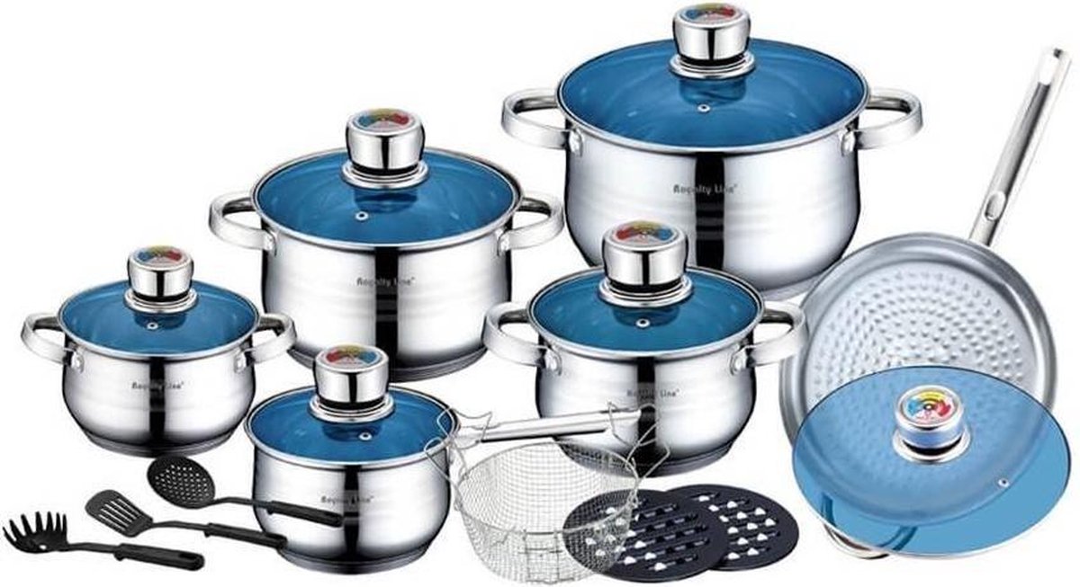 Royalty Line Pannenset - 18 Delig - RVS - Inductie Pannenset Geschikt ...