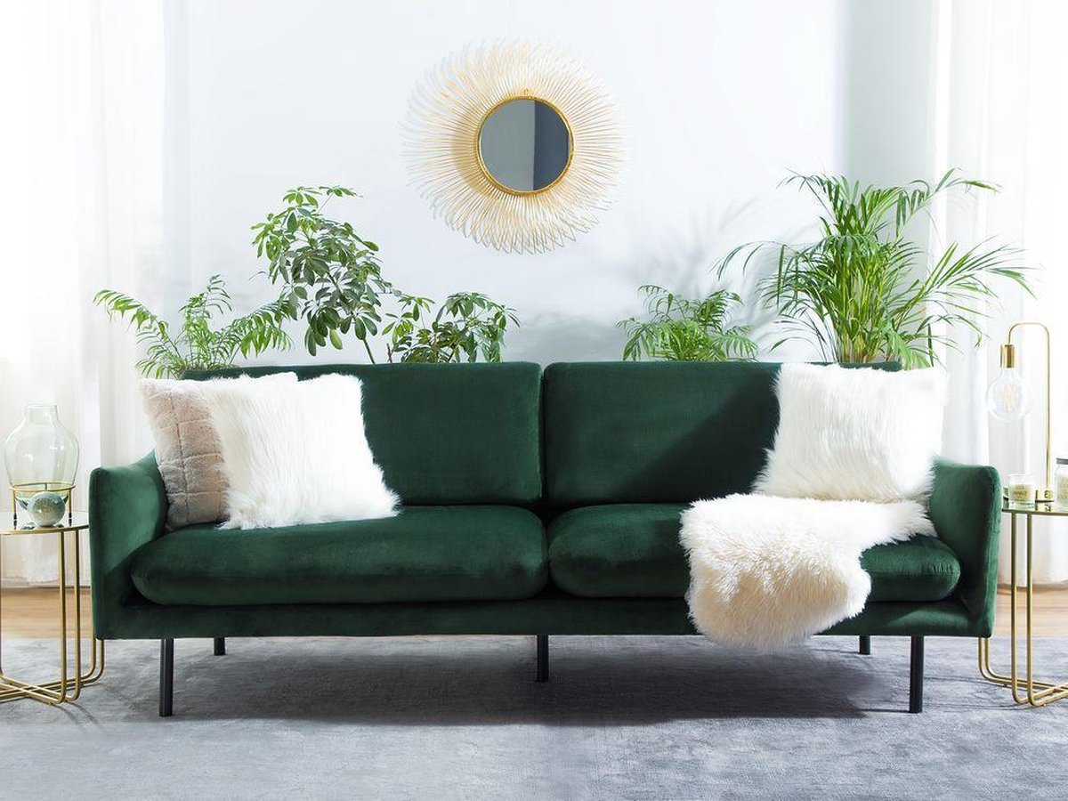 Beliani VINTERBRO - Three Seater Sofa - Groen - Fluweel | bol.com