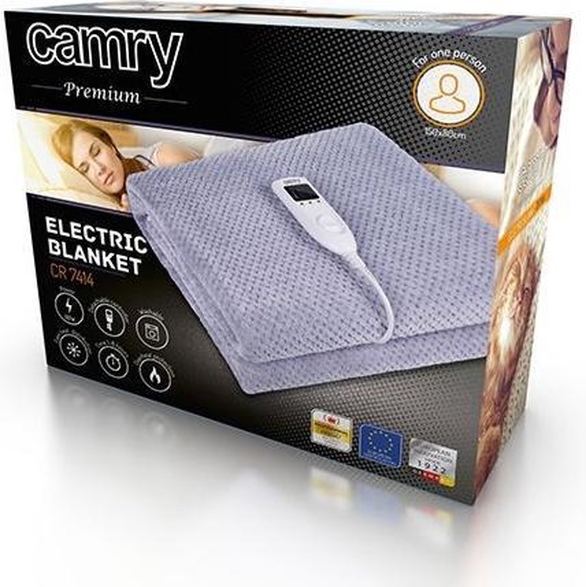 Camry CR 7414 - Elektrische deken - 1 persoons - 150 x 80 cm | bol.com