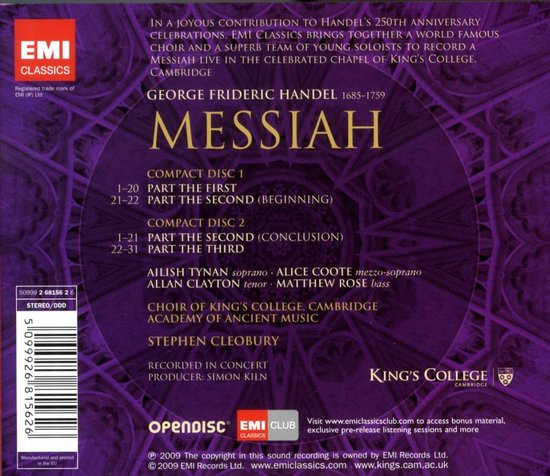 Messiah - Handel G.F., Cambridg King's College Choir | Muziek | bol