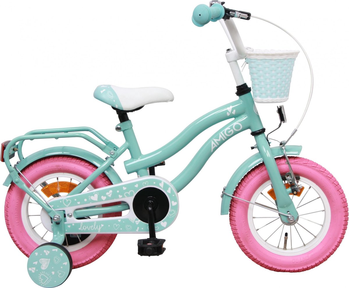 Amigo Lovely - Kinderfiets 14 inch - Meisjes - Turquoise | bol.com