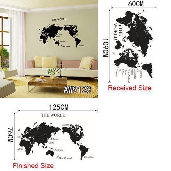 3D Sticker Decoratie World Map Wall Stickers Home Decoration Adesivo De ...