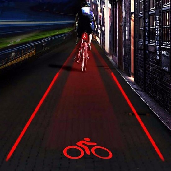 Bicycle Taillights 2 Laser Beams +5 Superbright Red LED Indicators with ...