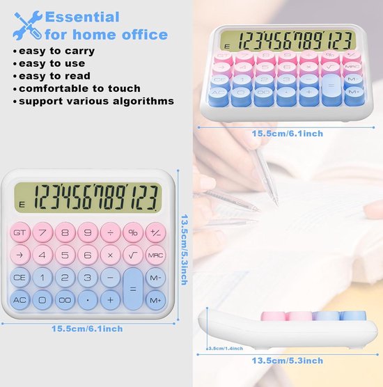 Grote 12-cijferige schoolrekenmachine met batterij - gemakkelijk af te lezen display -... | bol