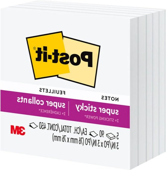 Super Sticky Notes 76 x 76 cm 5 pads wit - Post-it Office Sticky Notes ...
