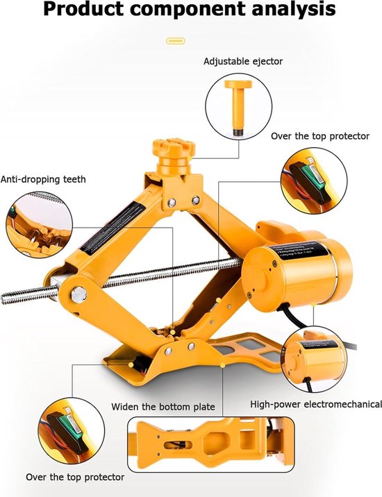Schaarkrik 3 Ton Elektrische Auto Jack Kit - DC 12V Band Jack Tool Kit ...